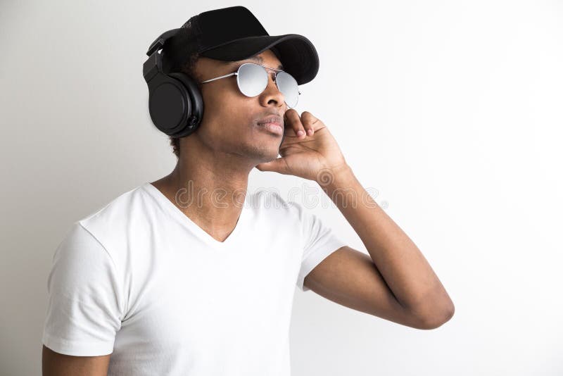 Attractive Black Guy With Headphones Stock Image Image Of Headphones