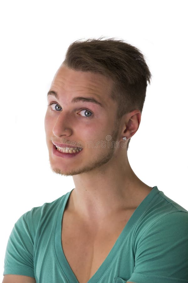 Attractive Blond, Blue Eyed Young Man Smiling Stock Image - Image of ...