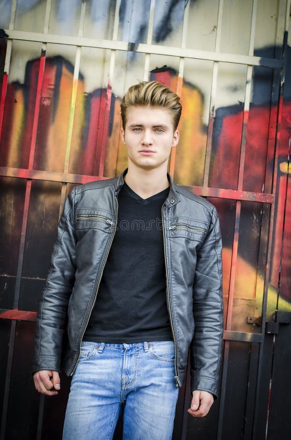 Attractive Blond Haired Young Man Standing Stock Image - Image of ...