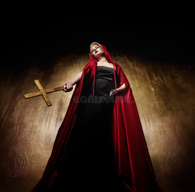 Attractive Blond Lady with a Golden Cross. Stock Image - Image of ...