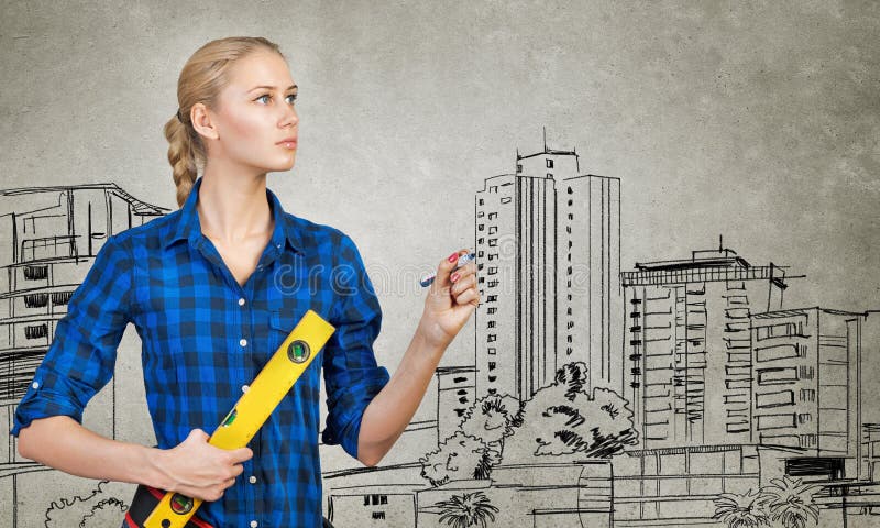 Woman Engineer Sketching Her Ideas Stock Image - Image of profession ...