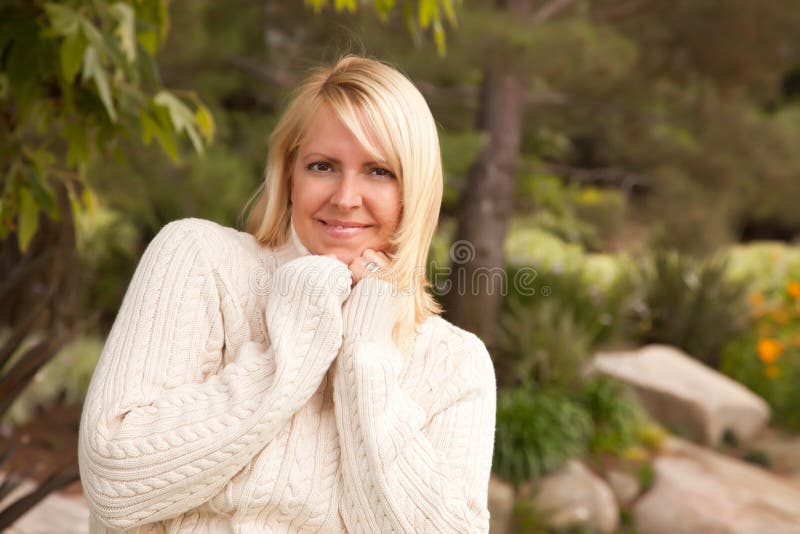 Attractive Blonde Caucasian Woman in the Park Stock Image - Image of ...