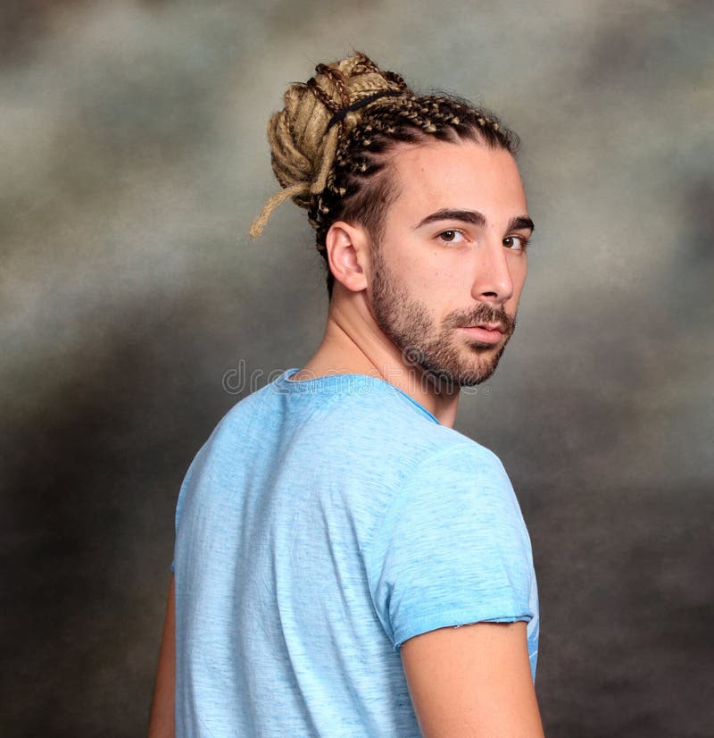 Attractive Blonde Male Model with Combination of Braids and Dreadlocks ...