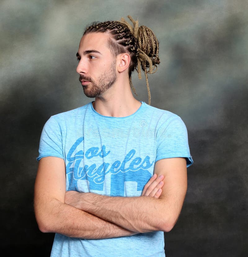 Attractive Blonde Male Model with Combination of Braids and Dreadlocks ...