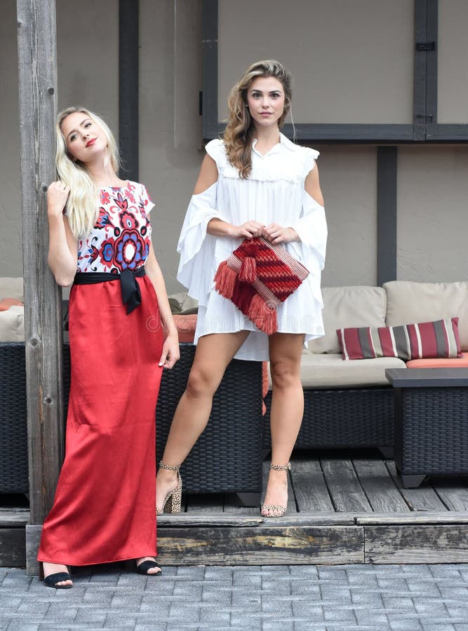 Attractive Blonde Models Looking at Camera with Serious Expression ...