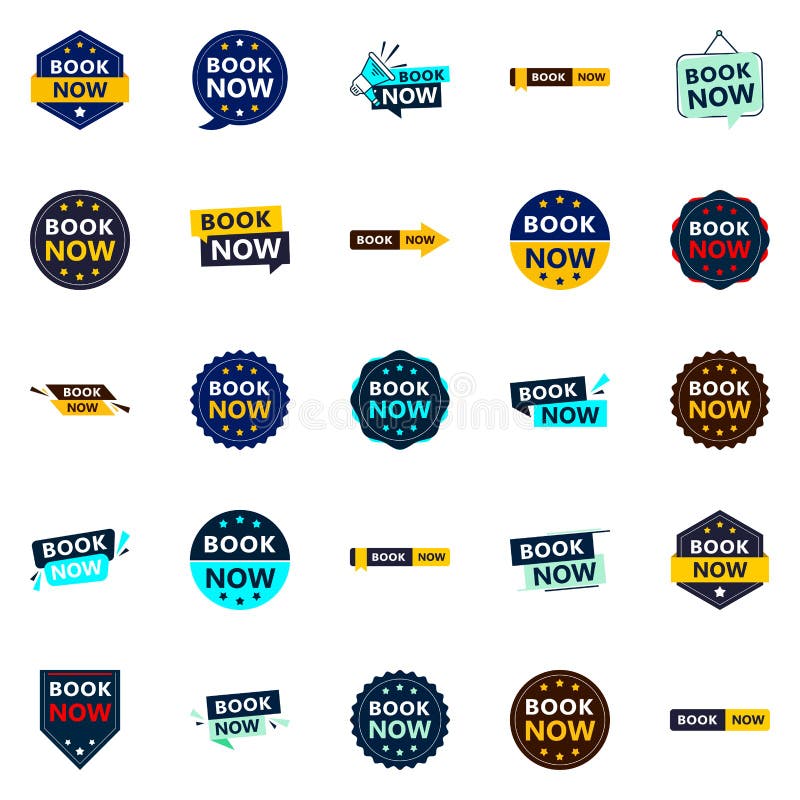 25 Attractive Book Now Banners in a Range of Styles Stock Vector ...