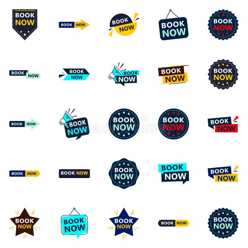 25 Attractive Book Now Banners in a Range of Styles Stock Vector ...
