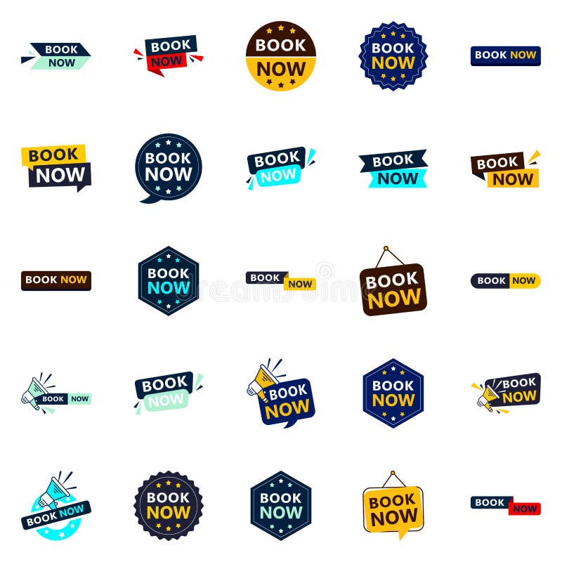 25 Attractive Book Now Banners in a Range of Styles Stock Vector ...