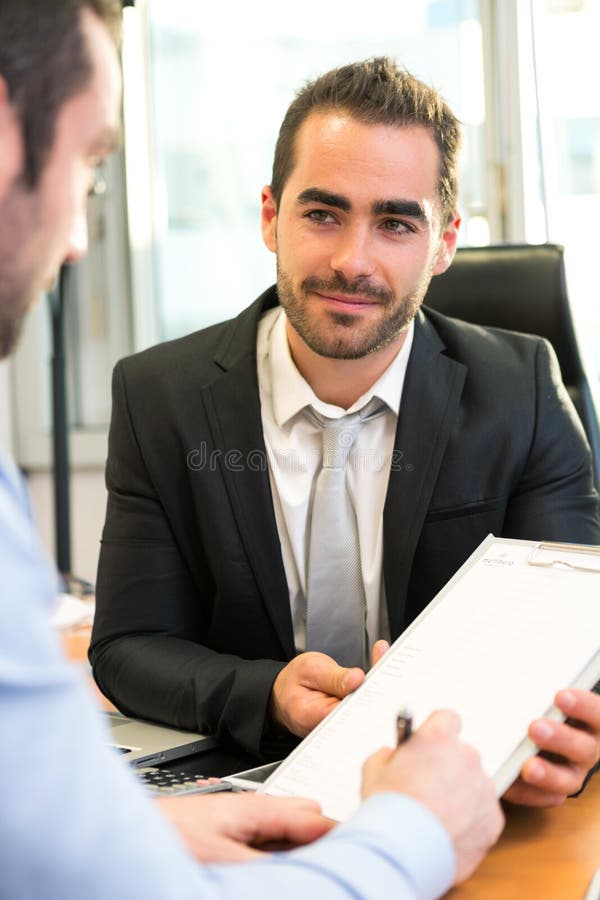 Attractive Boss Doing Interview with His Assistant Stock Image - Image ...