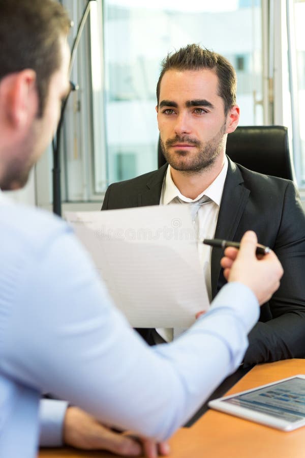 Attractive Boss Doing Interview with His Assistant Stock Photo - Image ...