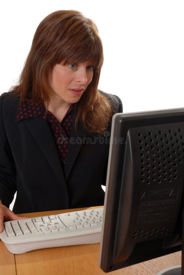 Latina Business Woman at Laptop Computer Stock Photo - Image of hair ...