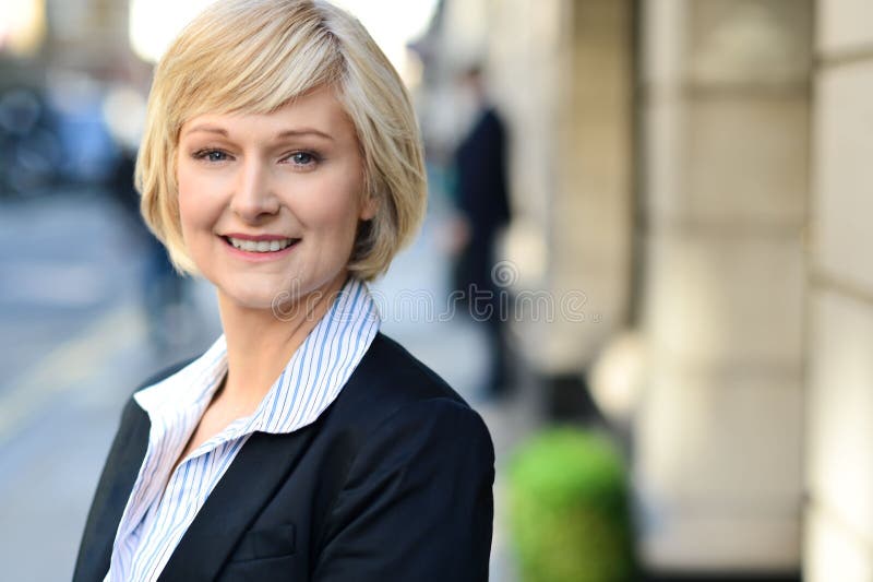 Attractive Business Lady Posing Outdoors Stock Image - Image of ...