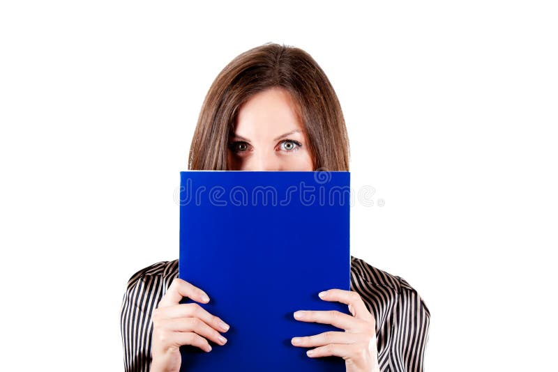Attractive Business Woman with Blue Folder Stock Image - Image of ...