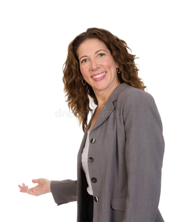 An Attractive Business Woman Inviting Guests Stock Image - Image of ...