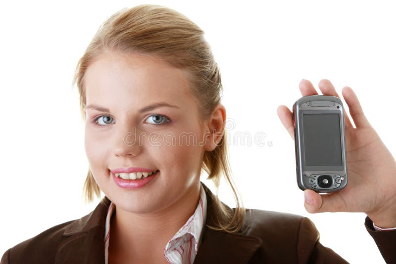Attractive Business Woman Using a Pda Stock Image - Image of looking ...