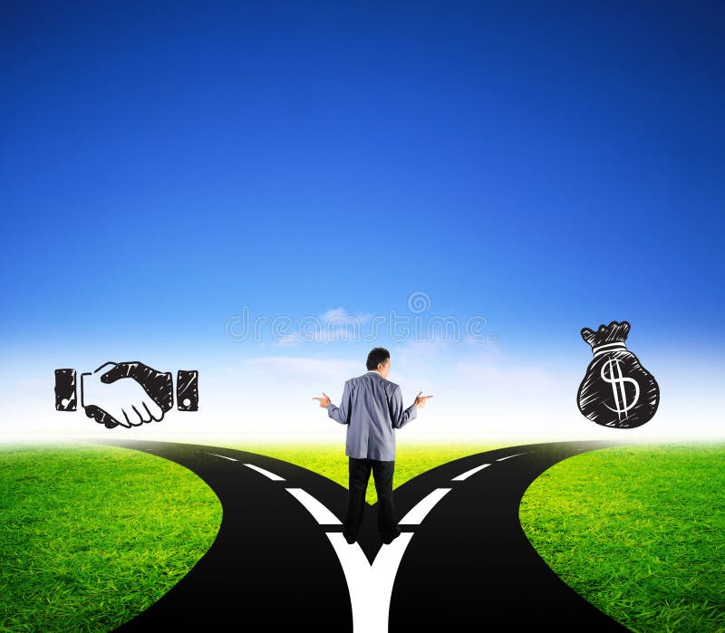 Attractive Businessman Choosing Different Way To Success Stock Photo ...