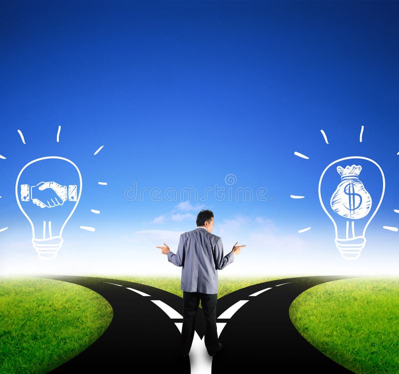 Attractive Businessman Choosing Different Way To Success Stock Photo ...