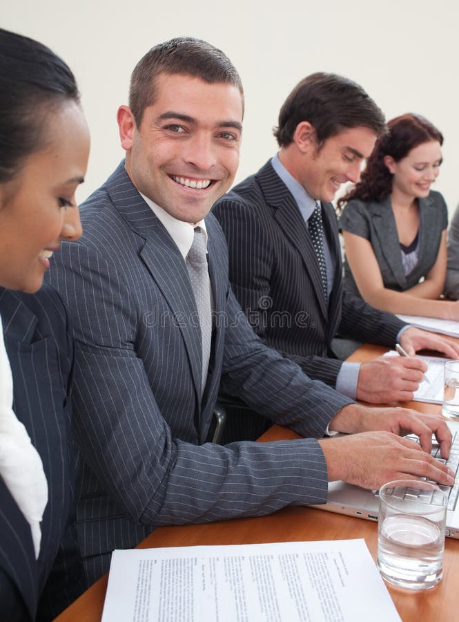 Attractive Businessman in a Meeting Stock Image - Image of caucasian ...