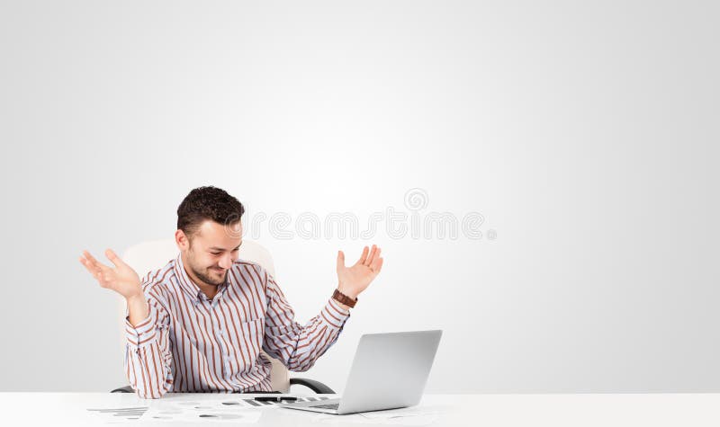 Attractive Businessman with Plain White Copy Space Stock Photo - Image ...