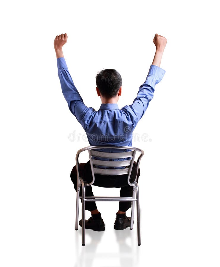 Attractive Businessman Sit Hand Up Over White Stock Photos - Free ...