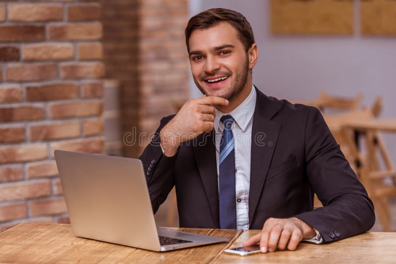 Attractive Businessman Working Stock Image - Image of attractive ...