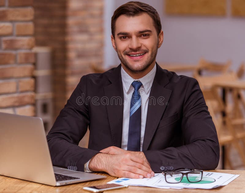 Attractive Businessman Working Stock Photo - Image of official ...