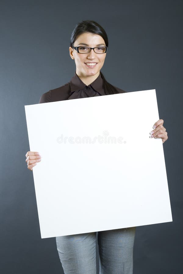 Attractive Businesswoman Holding a Board Stock Photo - Image of space ...