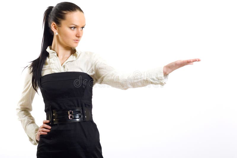 Attractive Businesswoman Presenting Something Stock Photo - Image of ...