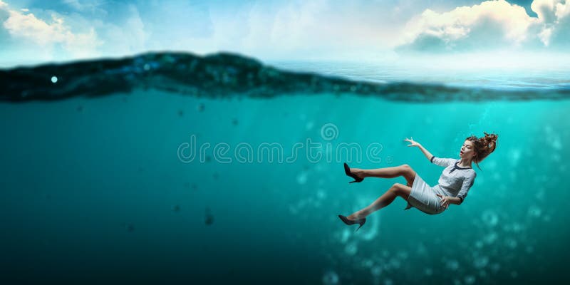 Sinking in Problems . Mixed Media Stock Photo - Image of collapse ...
