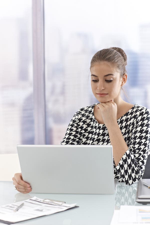 Businesswoman Using Laptop Comouter Stock Photo - Image of caucasian ...