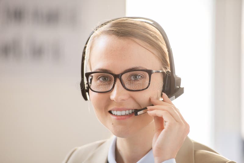 Attractive Call Center Agent in Hands-free Device Stock Image - Image ...