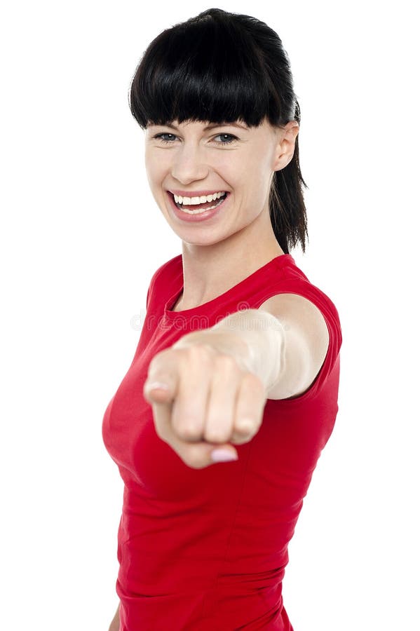 Attractive Cheerful Woman Pointing at You Stock Photo - Image of fresh ...