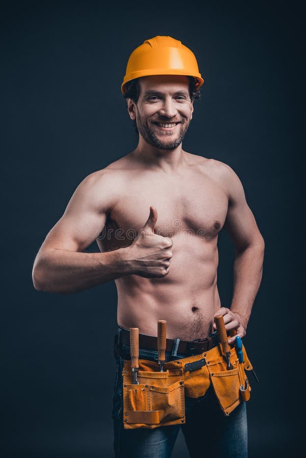 Young Shirtless Muscular Man Tool Belt Stock Photos - Free & Royalty ...