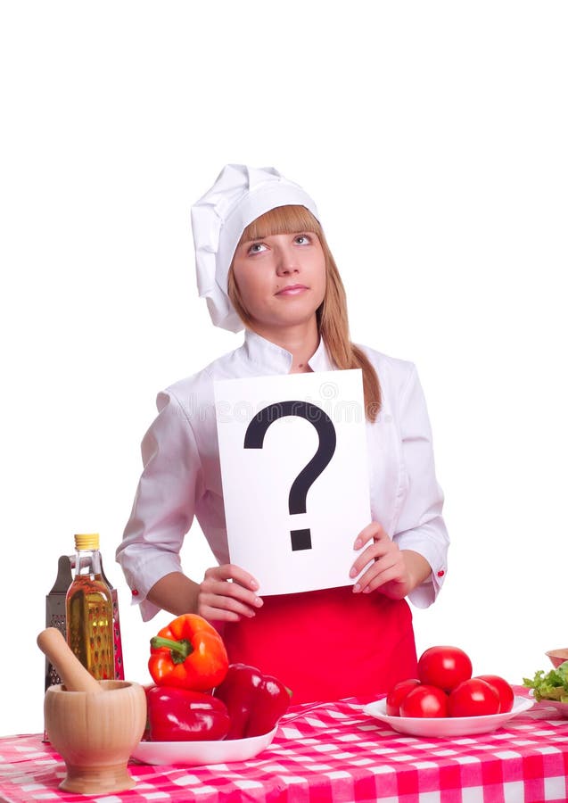 Attractive Cook Woman a Over White Background Stock Image - Image of ...