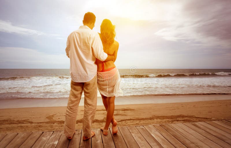 Attractive Couple Looking Sea Stock Photo - Image of resort ...