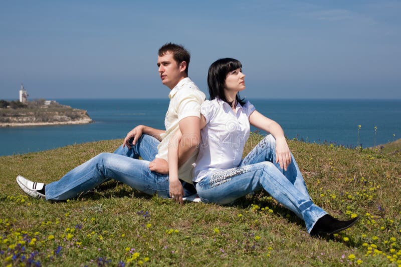 Attractive Couple at the Sea Stock Image - Image of female, blonde ...