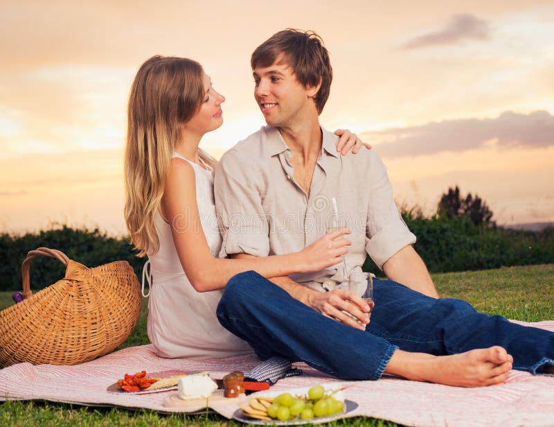 Attractive Couple on Romantic Picnic Stock Photo - Image of attractive ...