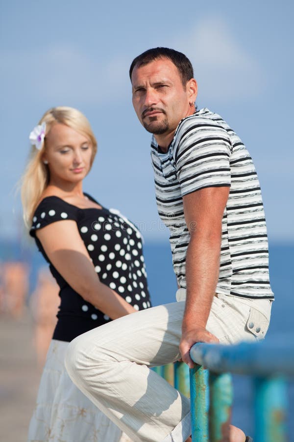 Attractive Couple at the Sea Stock Image - Image of female, blonde ...