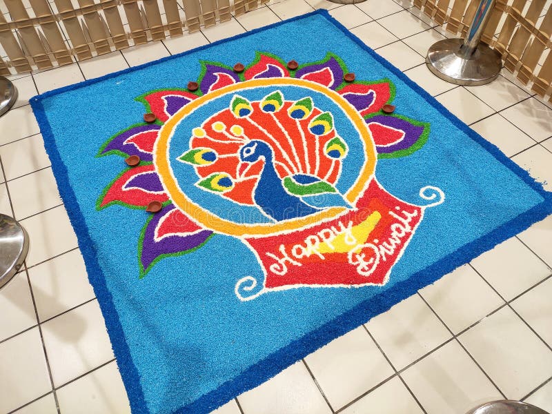 Attractive Deepavali Kolam Design. Built Using Colored Rice by Experts ...