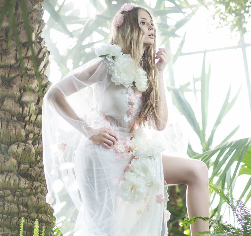 Attractive and Delicate Woman in the Rain Forest Stock Photo - Image of ...