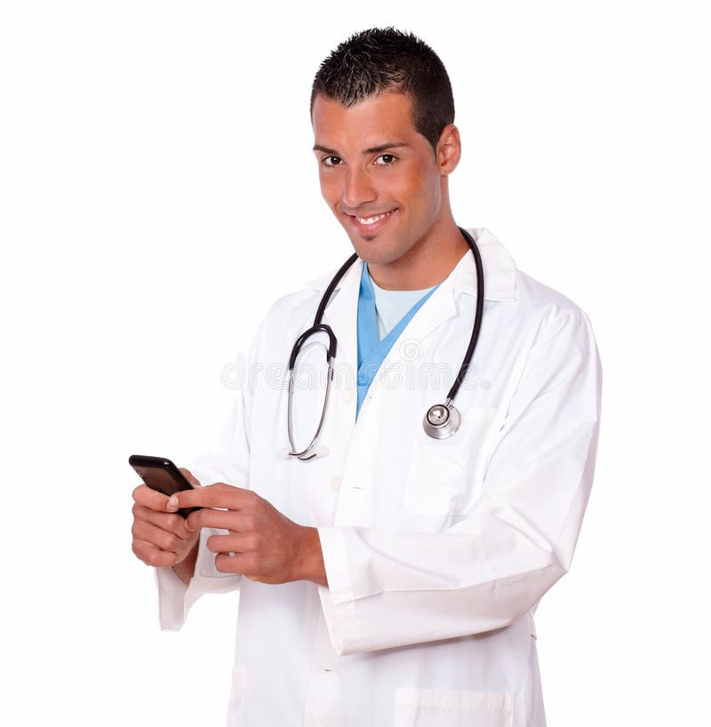 Handsome Doctor or Medic Taking a Selfie with Back Camera Stock Image ...
