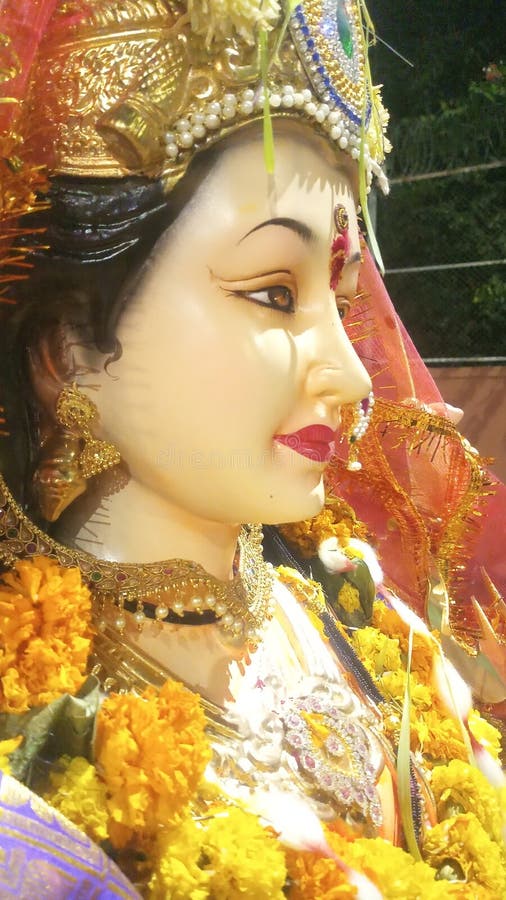 Attractive Durga Devi Smile Along with Happy Stock Image - Image of ...