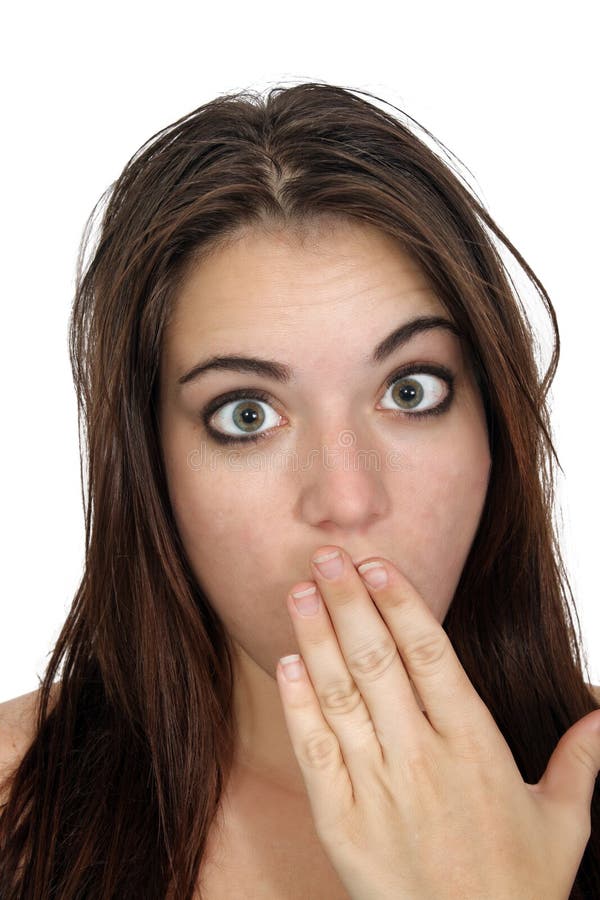 Attractive Embarrassed Brunette (1) Stock Photo - Image of secretive ...