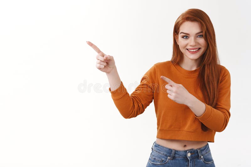 Attractive Enthusiastic Redhead Caucasian Girlfriend Wear Makeup