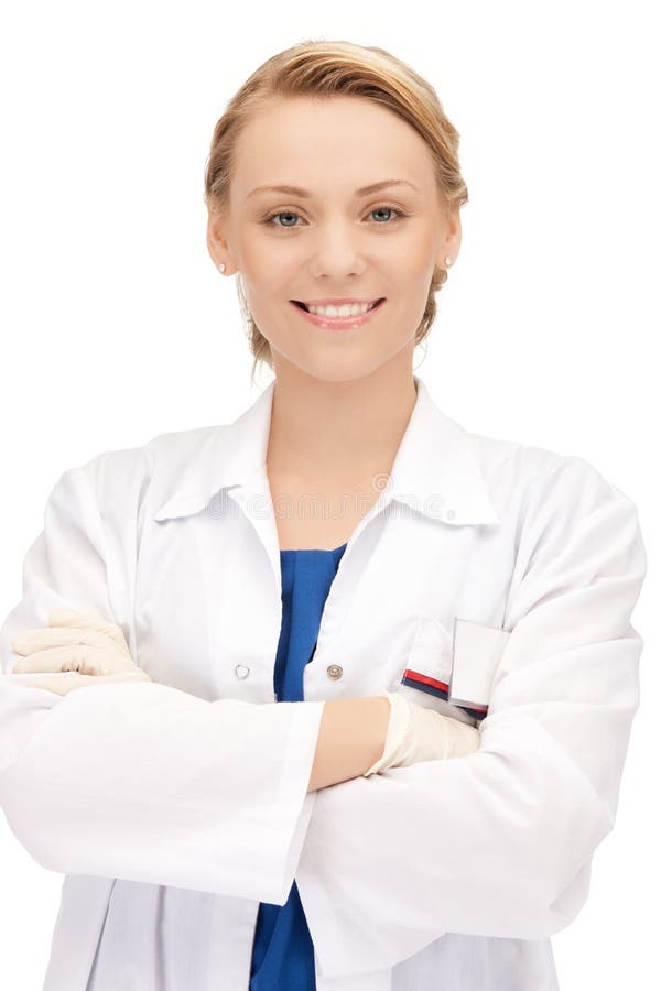 Attractive female doctor stock image. Image of happy - 40074857