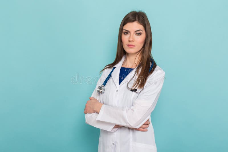 Attractive Female Doctor In White Coat Stock Image Image Of