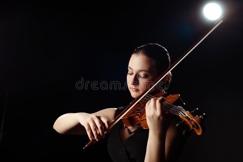Female Musician Playing on Violin on Stock Image - Image of caucasian ...