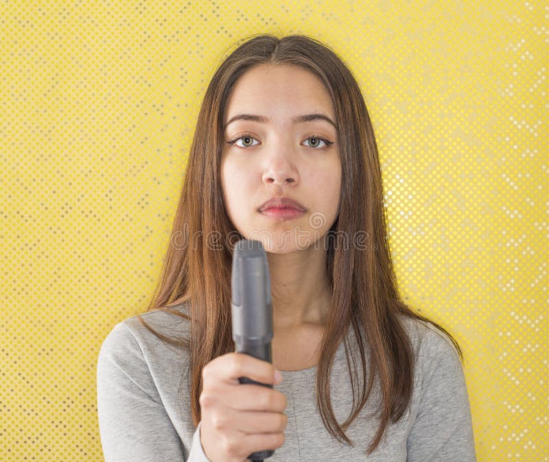 213 Microphone Interview Cute Girl Stock Photos - Free & Royalty-Free ...
