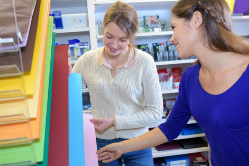 Attractive Female Students Shopping in Stationery Stock Image - Image ...