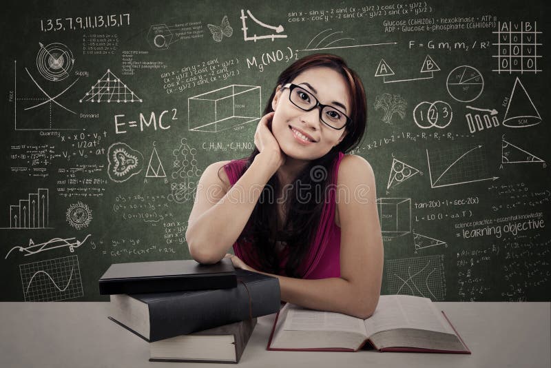 Attractive Female Study in Class Stock Photo - Image of confident ...